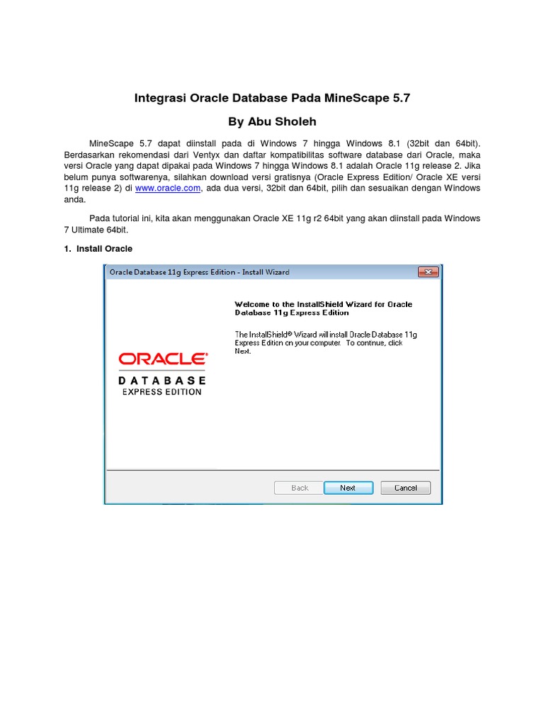 Cara Integrasi Oracle Database Pada Minescape 5 PDF | PDF