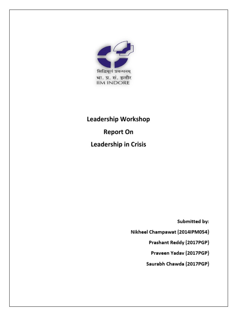 Leadership Workshop Report On Leadership in Crisis | PDF | Toys ...