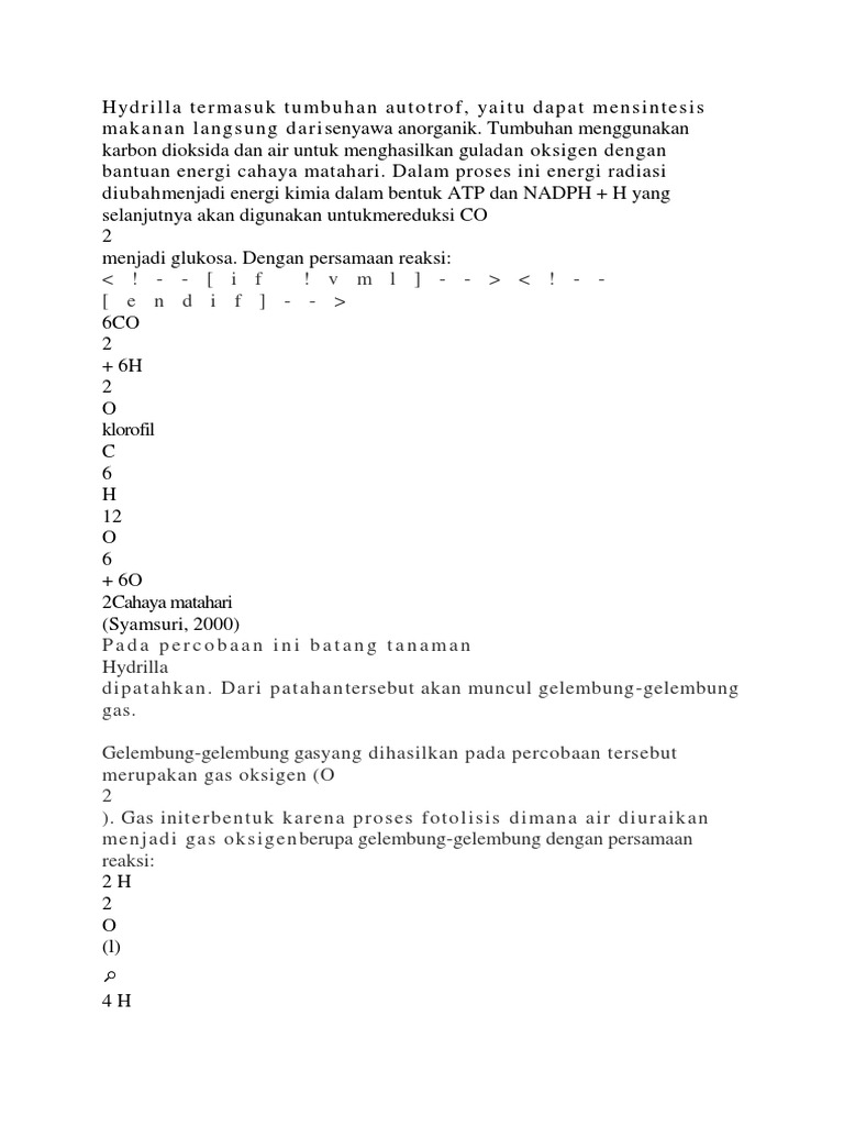 Hydrilla Termasuk Tumbuhan Autotrof | PDF
