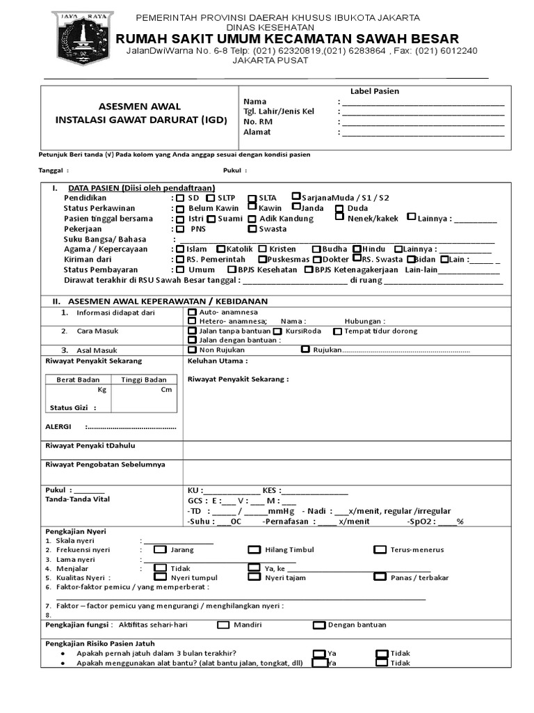 Formulir Asesment Awal Igd | PDF