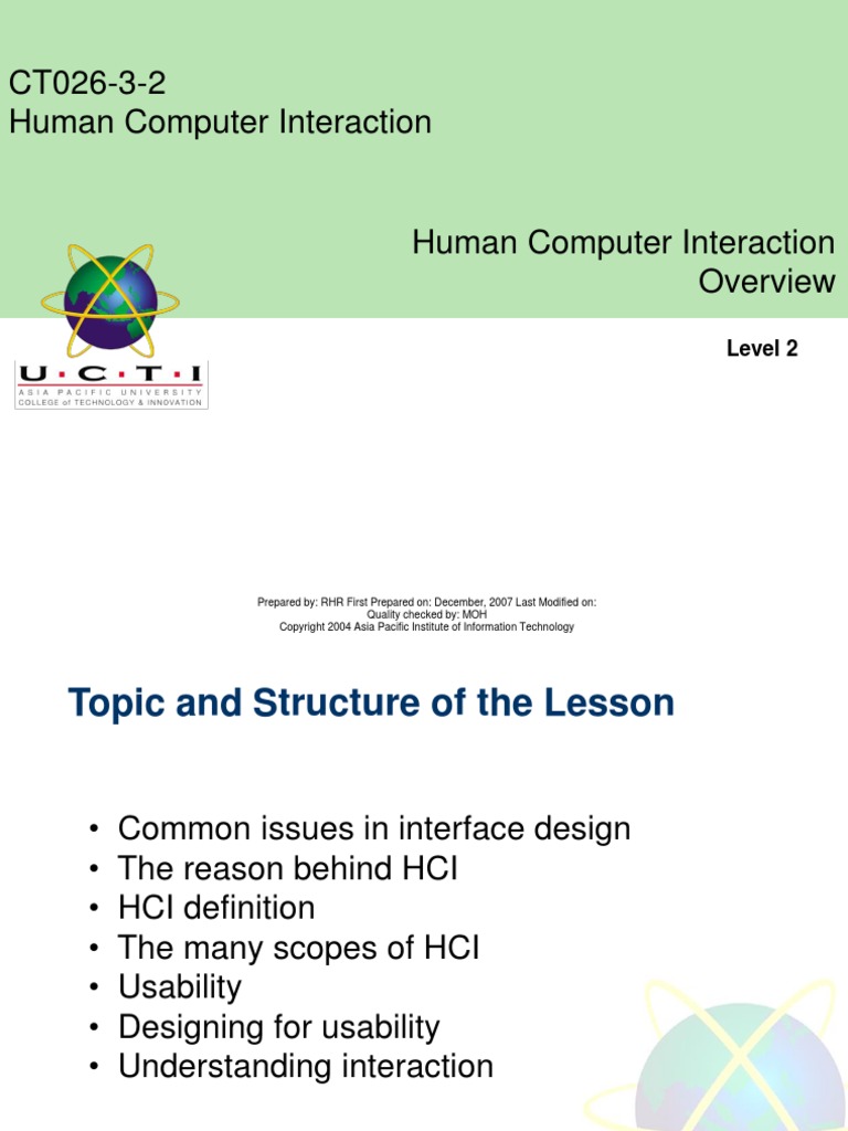 2 - HCI and Overview | PDF | User Interface Design | Human–Computer ...