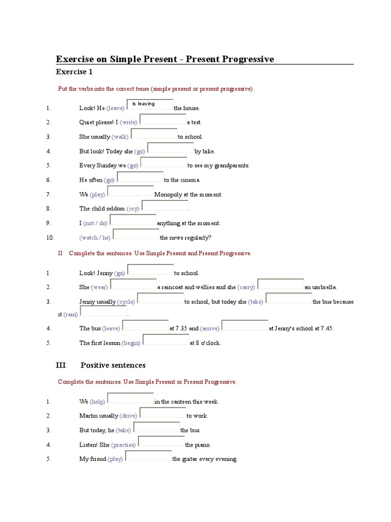 Exercise On Simple Present Vs Present Cont | PDF | Rules | Linguistics