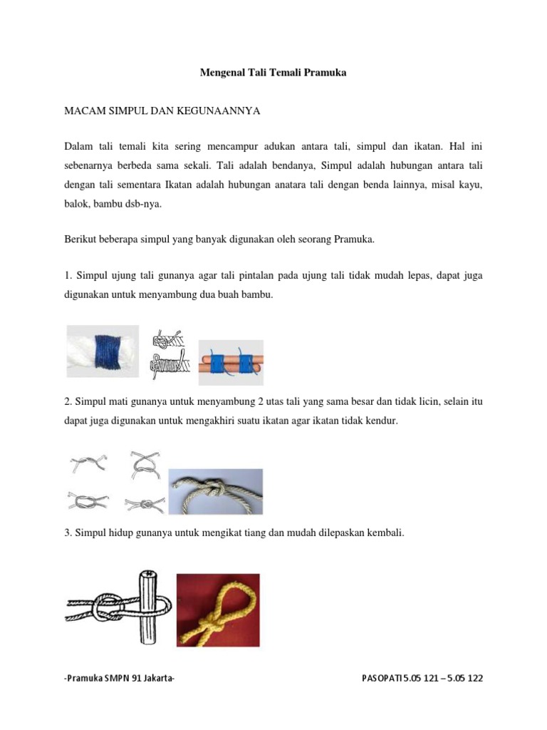Macam Simpul Tali Temali Pramuka | PDF