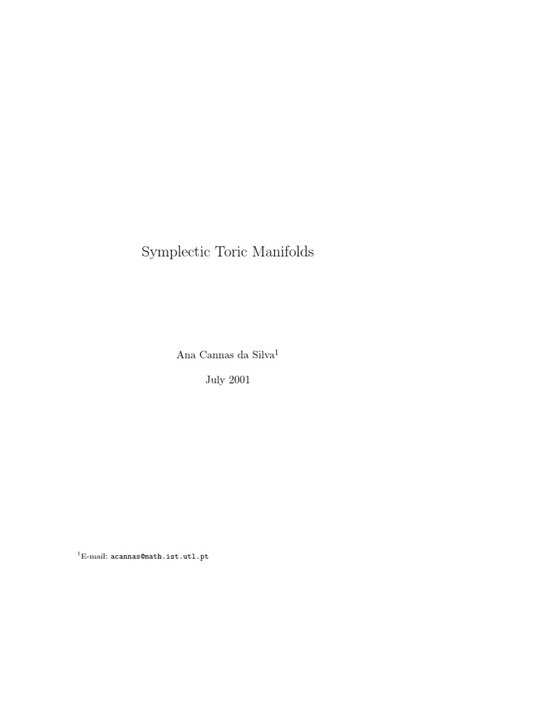 Symplectic Toric Manifolds | PDF | Hamiltonian Mechanics | Manifold
