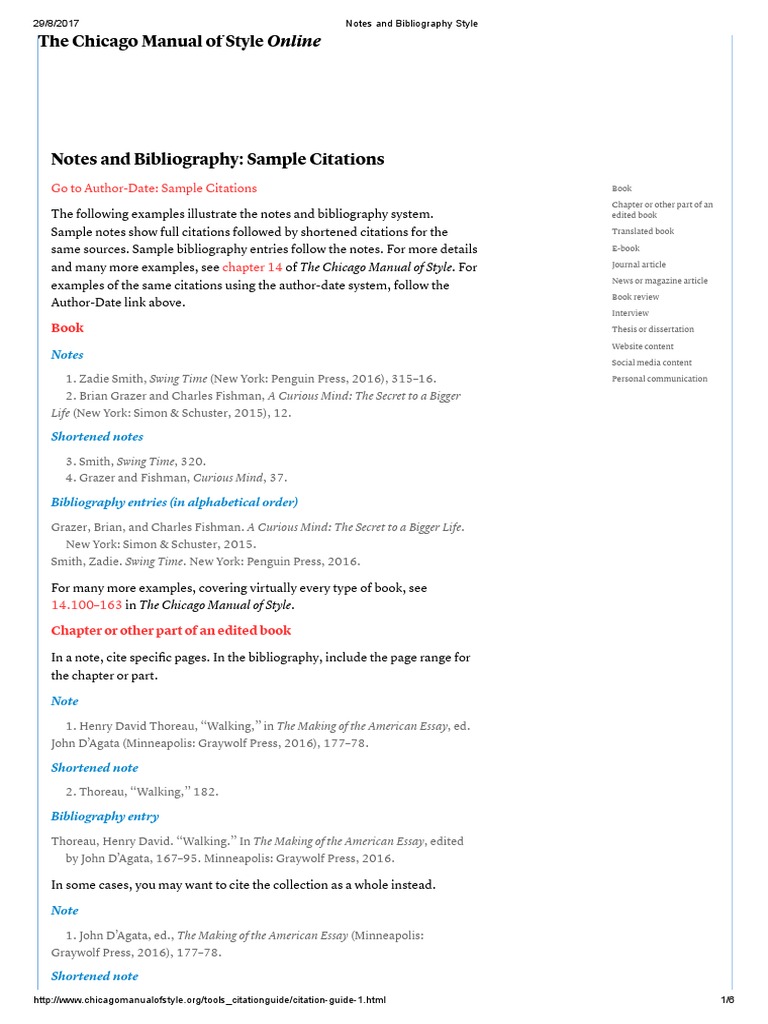 Chicago Notes and Bibliography Style | PDF | Citation | Publications