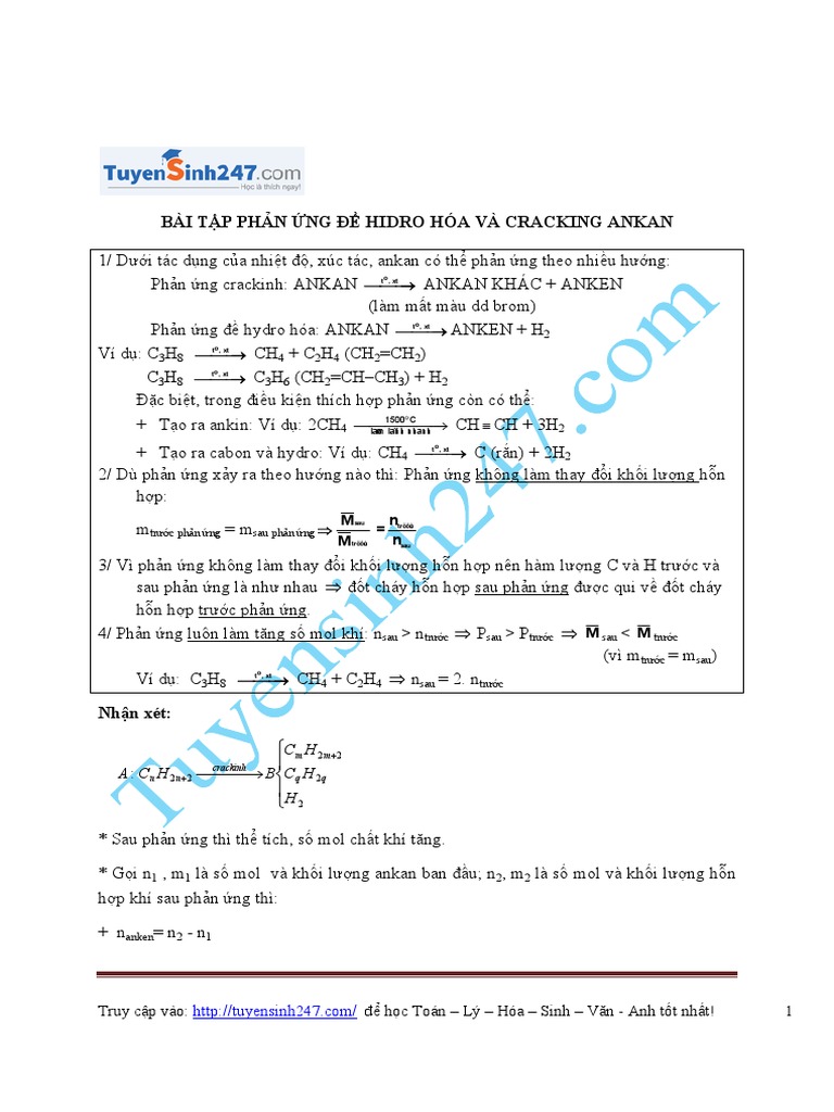 Bai Tap Phan Ung de Hidro Hoa Va Cracking Ankan PDF | PDF