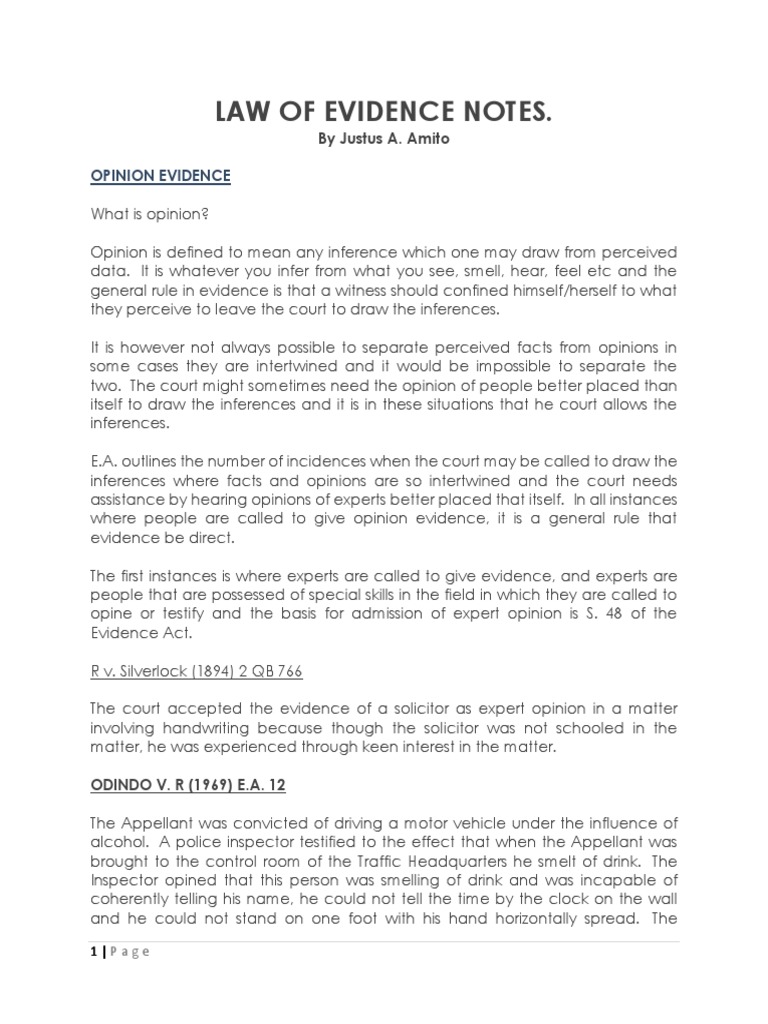 Law of Evidence | PDF | Relevance (Law) | Witness