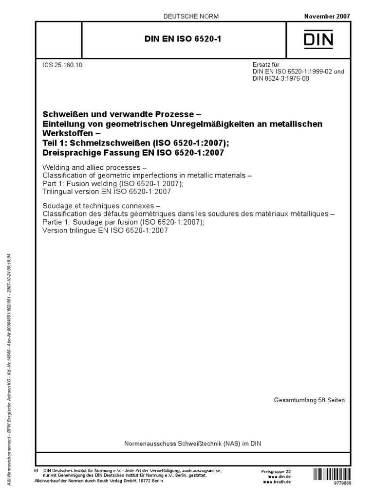 Din en Iso 6520 1 2007 11 D 1 PDF | PDF