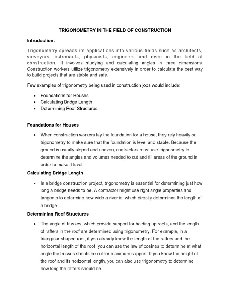 Trigonometry in The Field of Construction | PDF | Trigonometry | Truss