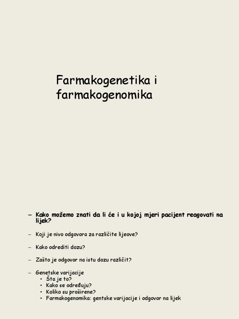 Predavanje 3 Farmakogenetika | PDF