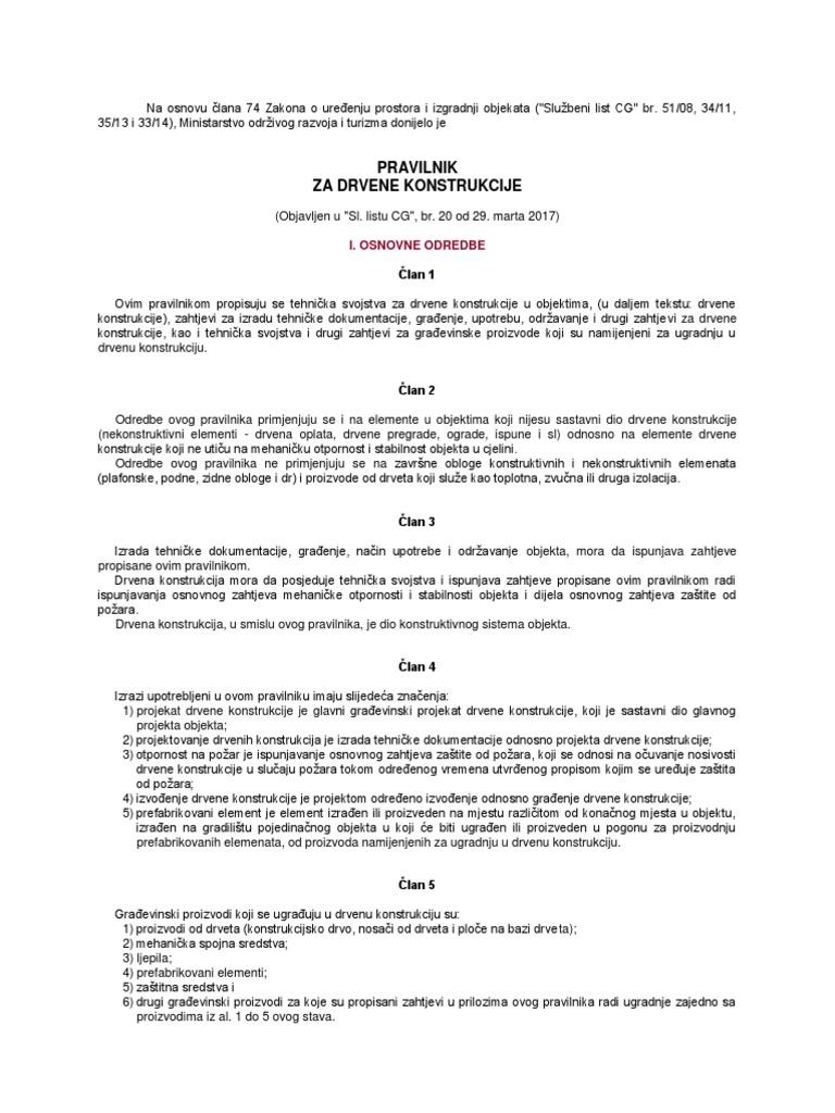 Pravilnik Za Drvene Konstrukcije | PDF