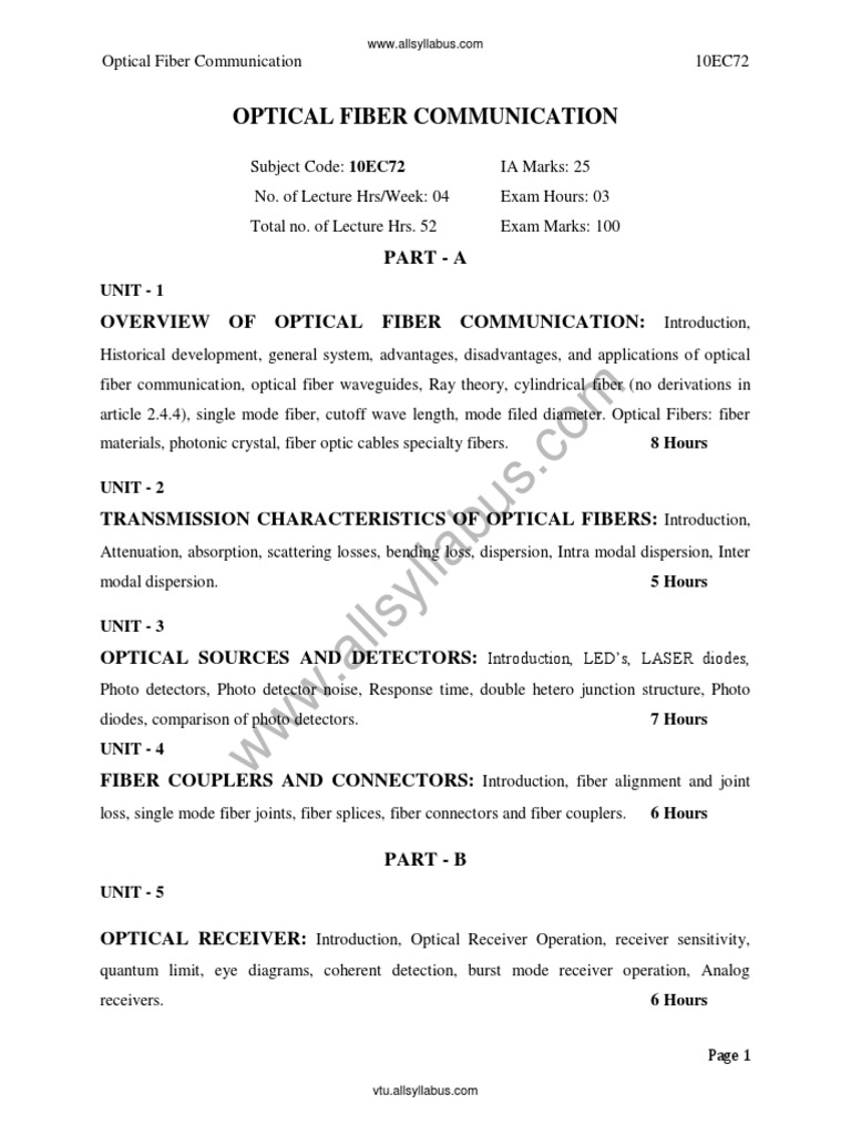 Optical Fiber Communication 10ec72 Notes | Download Free PDF | Optical ...