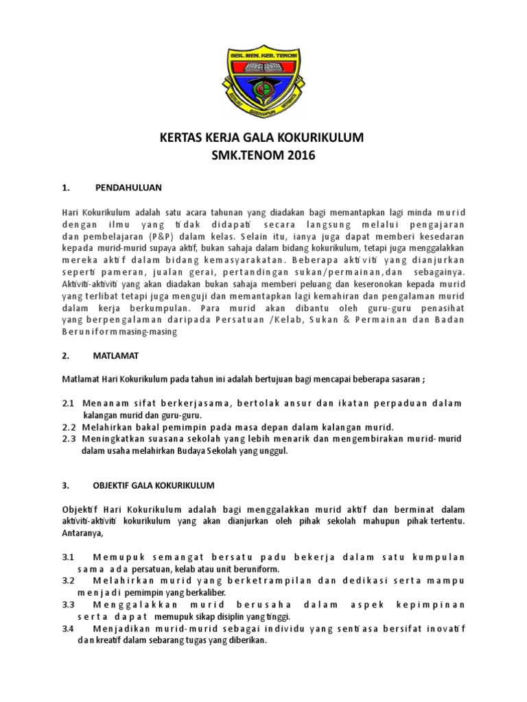 Gala Kokurikulum SMK Tenom 2016 | PDF