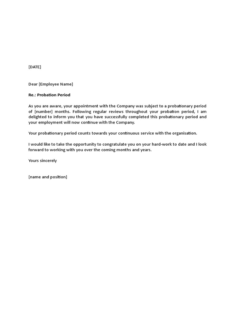 Letter Successful Completion Probationary Period | PDF
