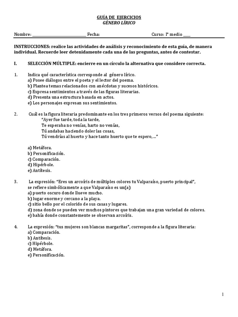 Guía de Ejercicios | PDF | Metáfora