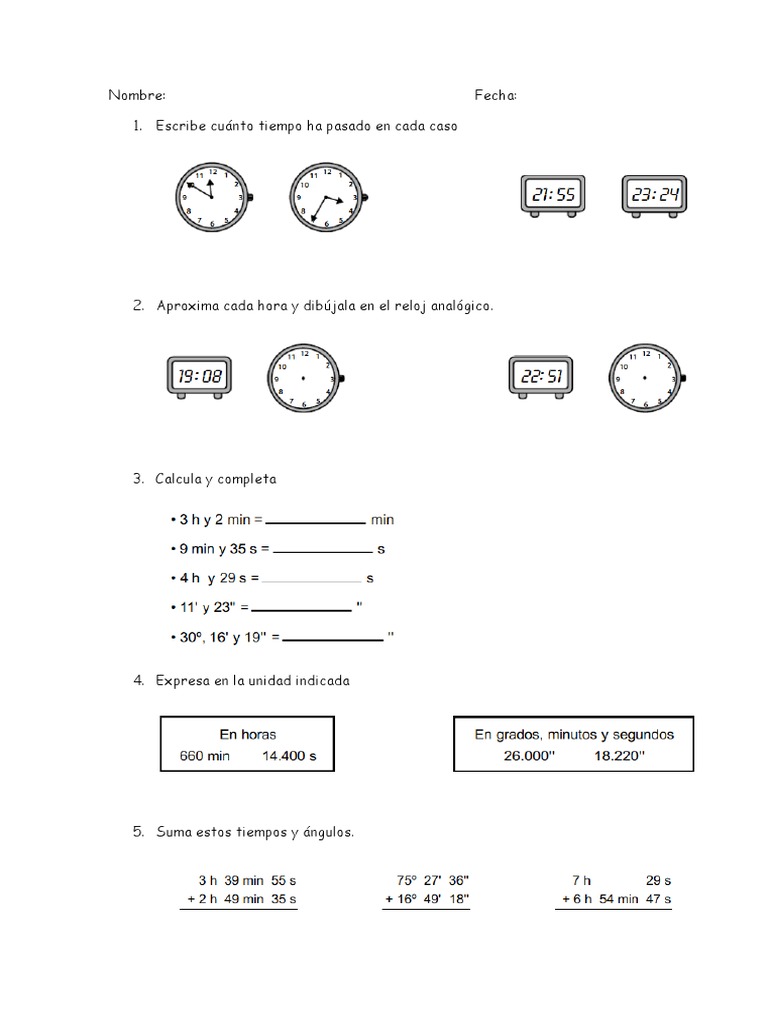 Examen A. Unidades de Tiempo | PDF