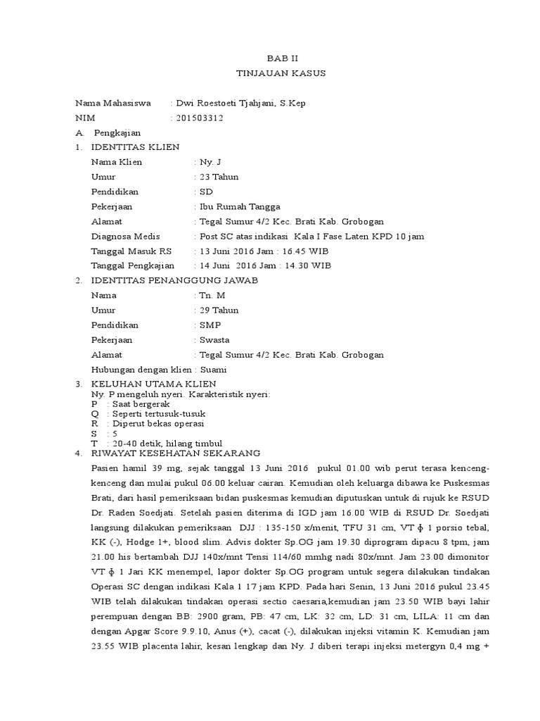 Askep SC Dengan KPD | PDF | Pengembangan Diri | Kesehatan Holistik