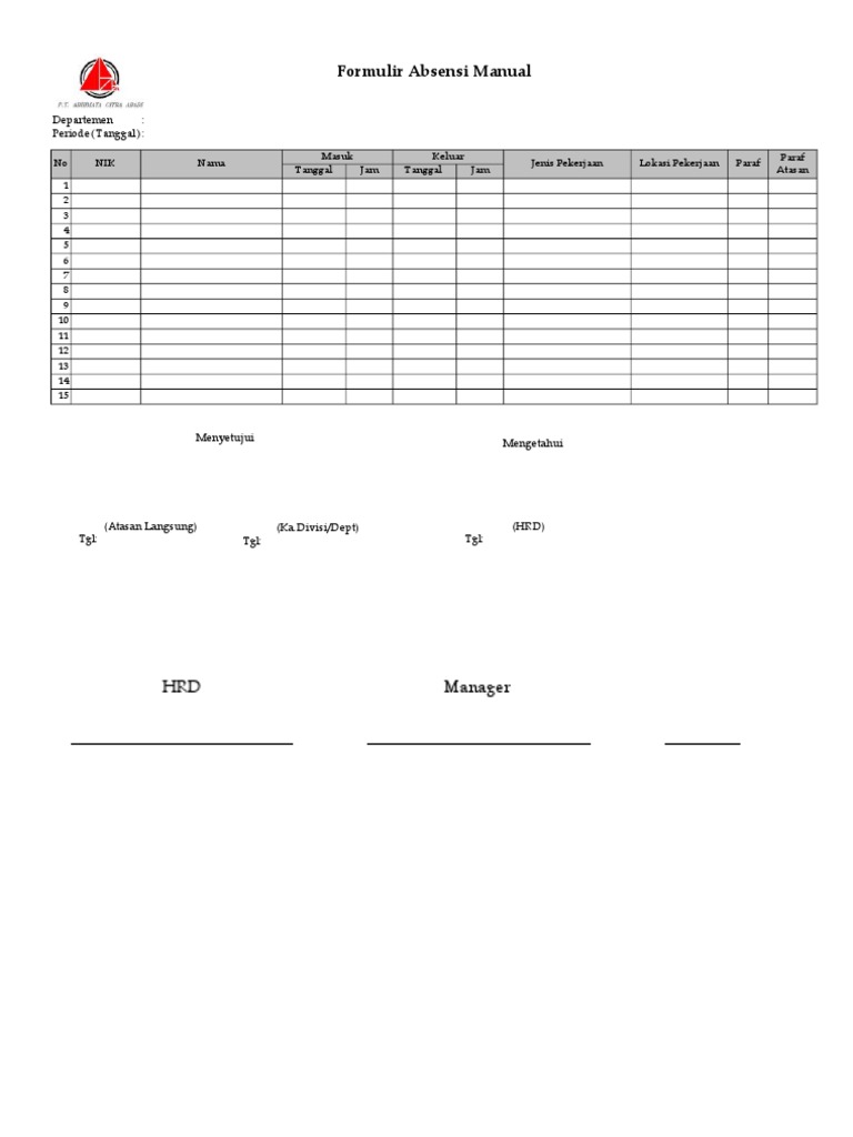 Form Absen Manual | PDF