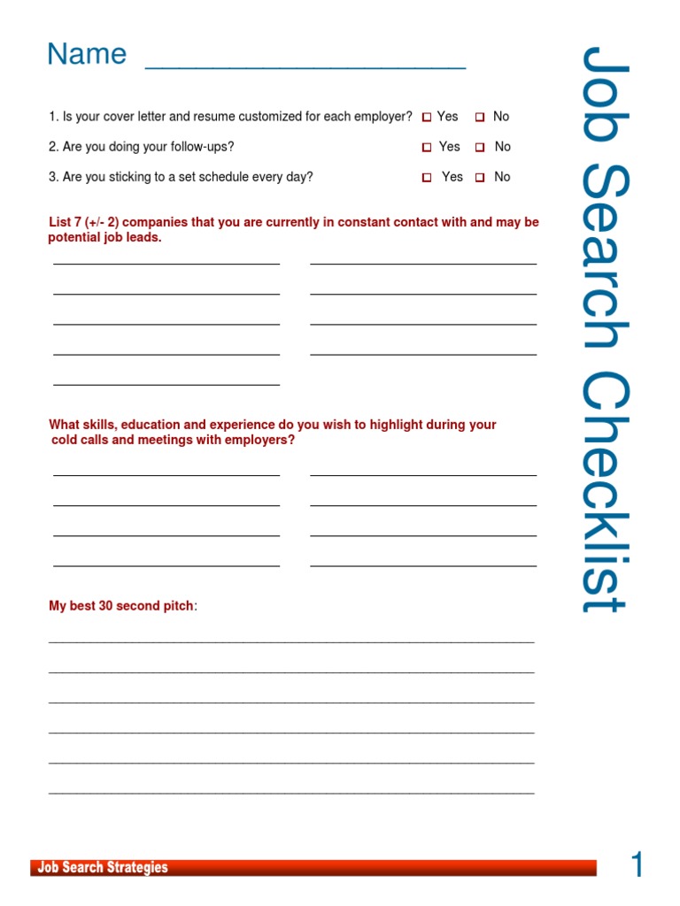 Job Search Checklist | PDF | Job Hunting | Employment