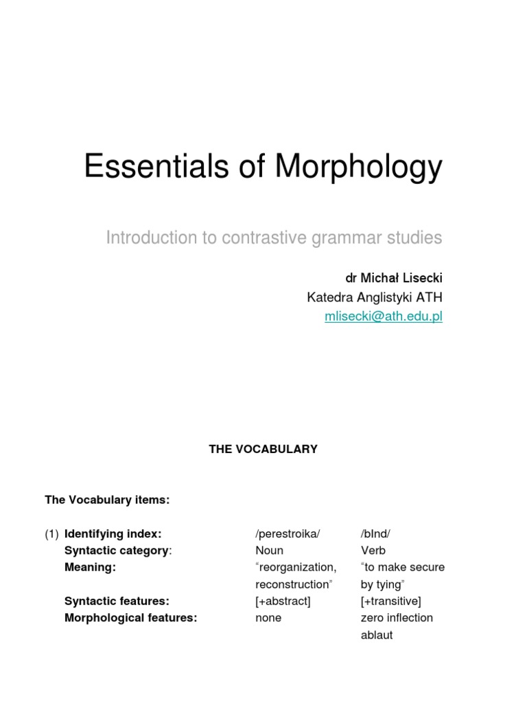 Essentials of Morphology | PDF | Morphology (Linguistics) | Word
