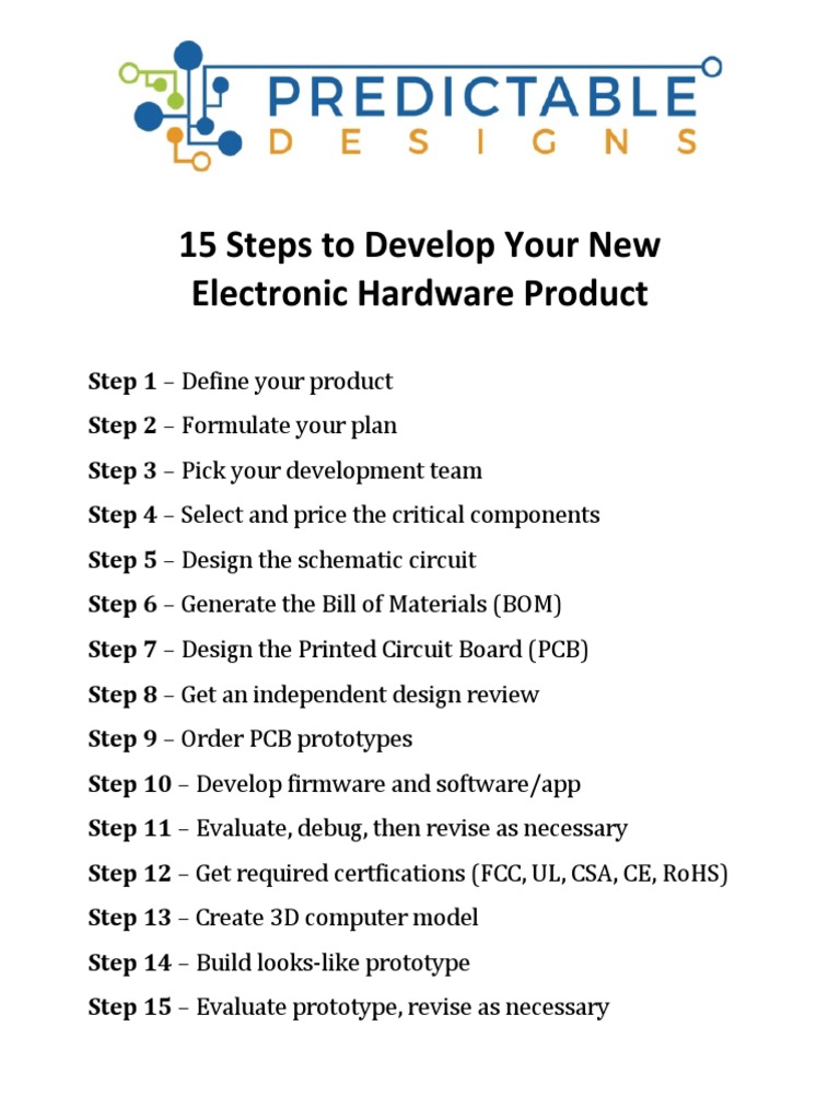 Cheat Sheet 15 Steps To Develop Your New Electronic Hardware Product | PDF