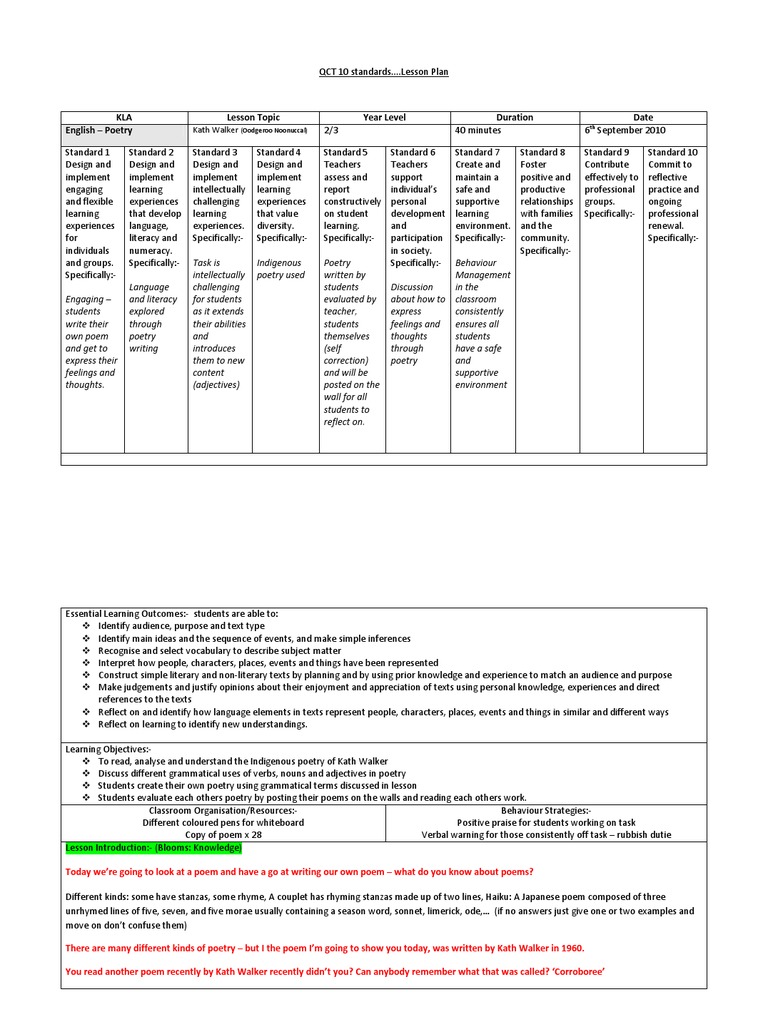 English Poetry Lesson Plan | Poetry | Adjective