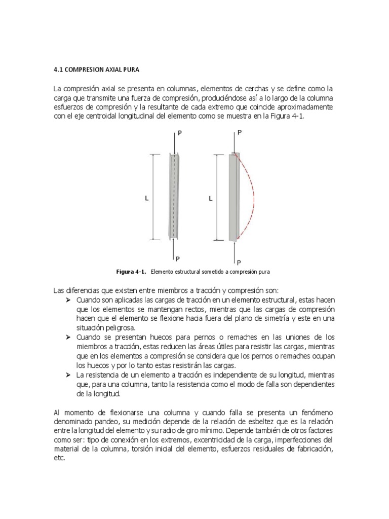 Compresión axial pura: fórmula de Euler y análisis de columnas | PDF ...