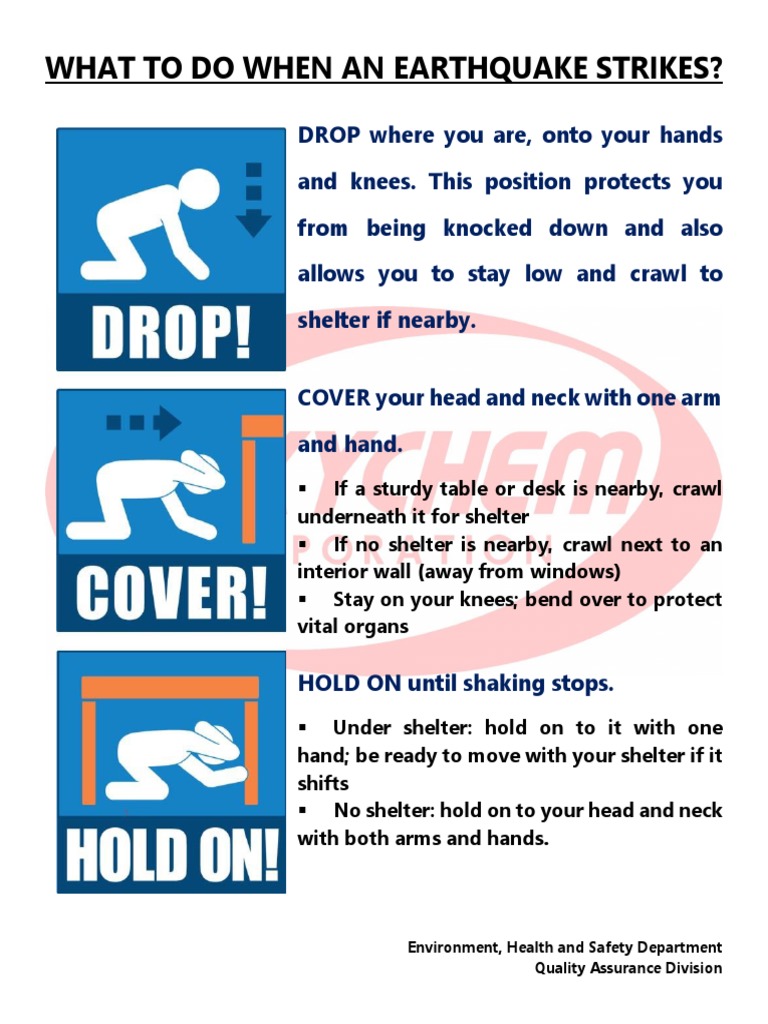 Earthquake Safety: Drop, Cover, Hold On | PDF