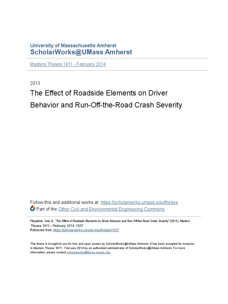 The Effect of Roadside Elements On Driver Behavior and Run-Off-the-Road ...