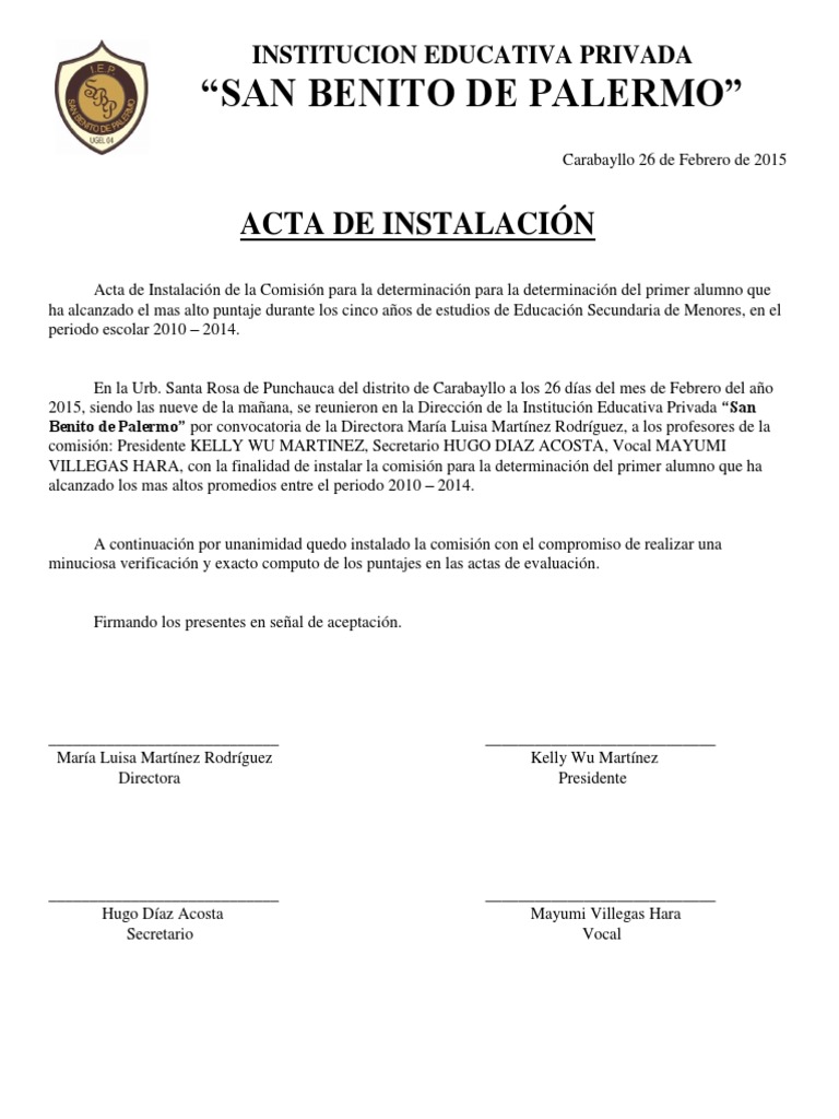 Acta de Instalacion | PDF