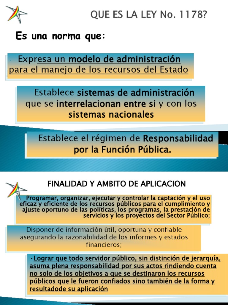 Resumen Ley 1178 SAFCO Bolivia | Función pública | Estado (Forma de ...