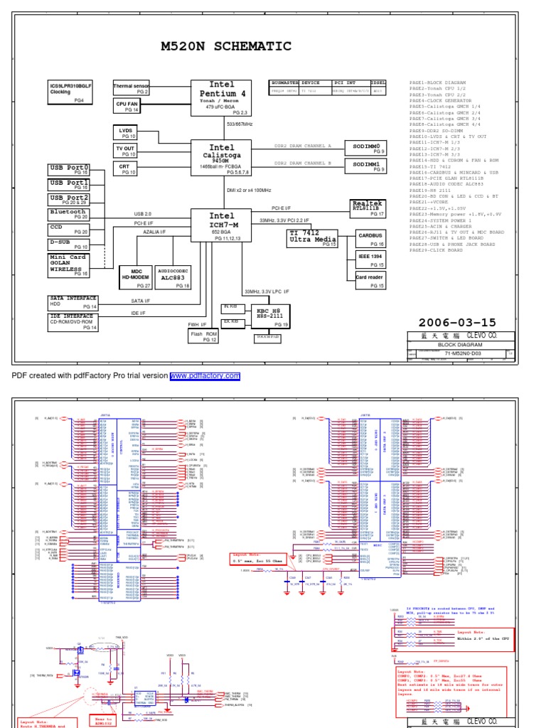 Clevo M520N - 6-71-M52N-D03 - Rev 1.0 | PDF | Computer Standards | Physical Layer Protocols