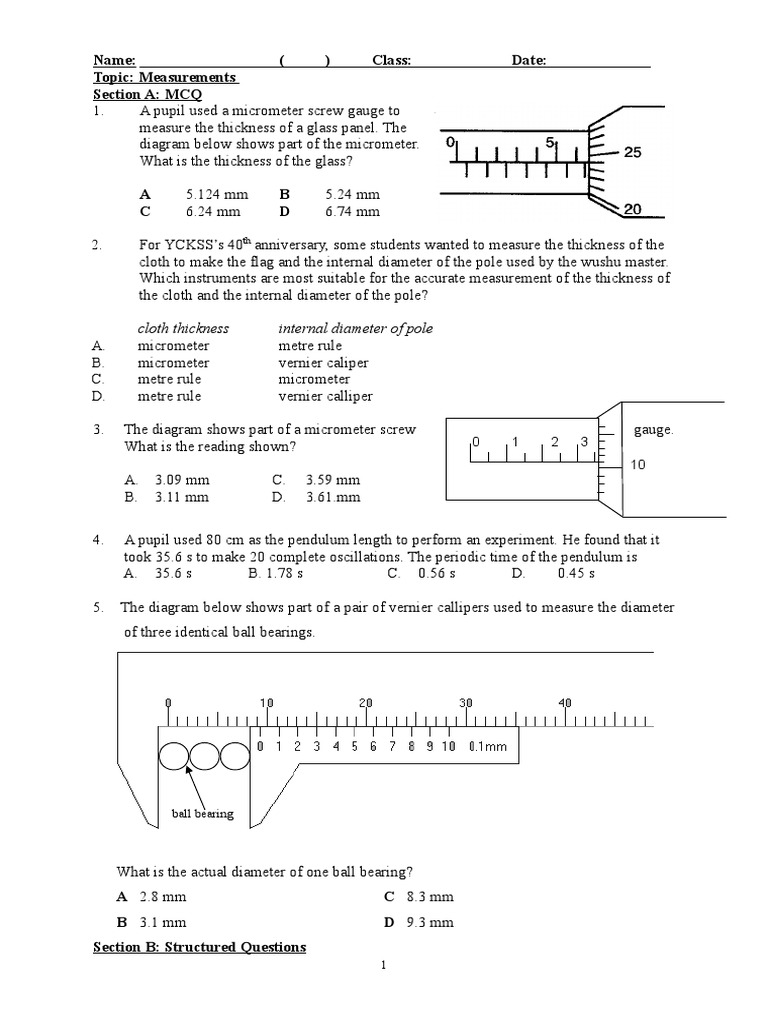 01 Measurements - Practice 1 | PDF | Measurement | Pendulum