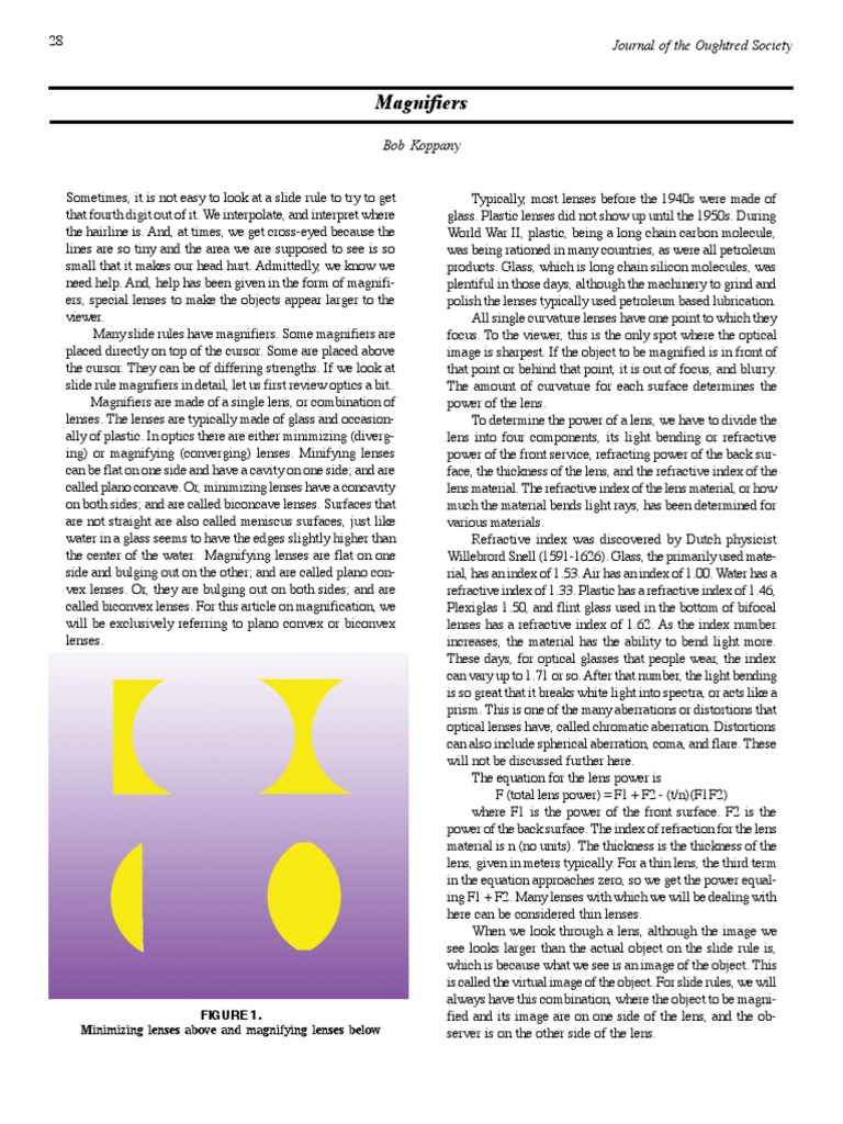 Slide Rule Magnifiers and Lens Optics | PDF | Lens (Optics) | Atomic