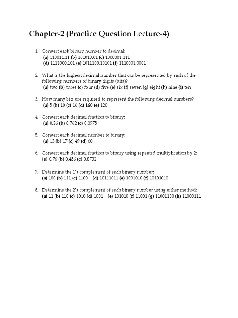Chapter-2 Lec-4 Practice Questions | PDF