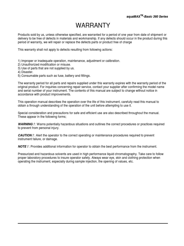 aquaMAX Basic 360 Series Warranty Guide | PDF | Membrane | Water ...
