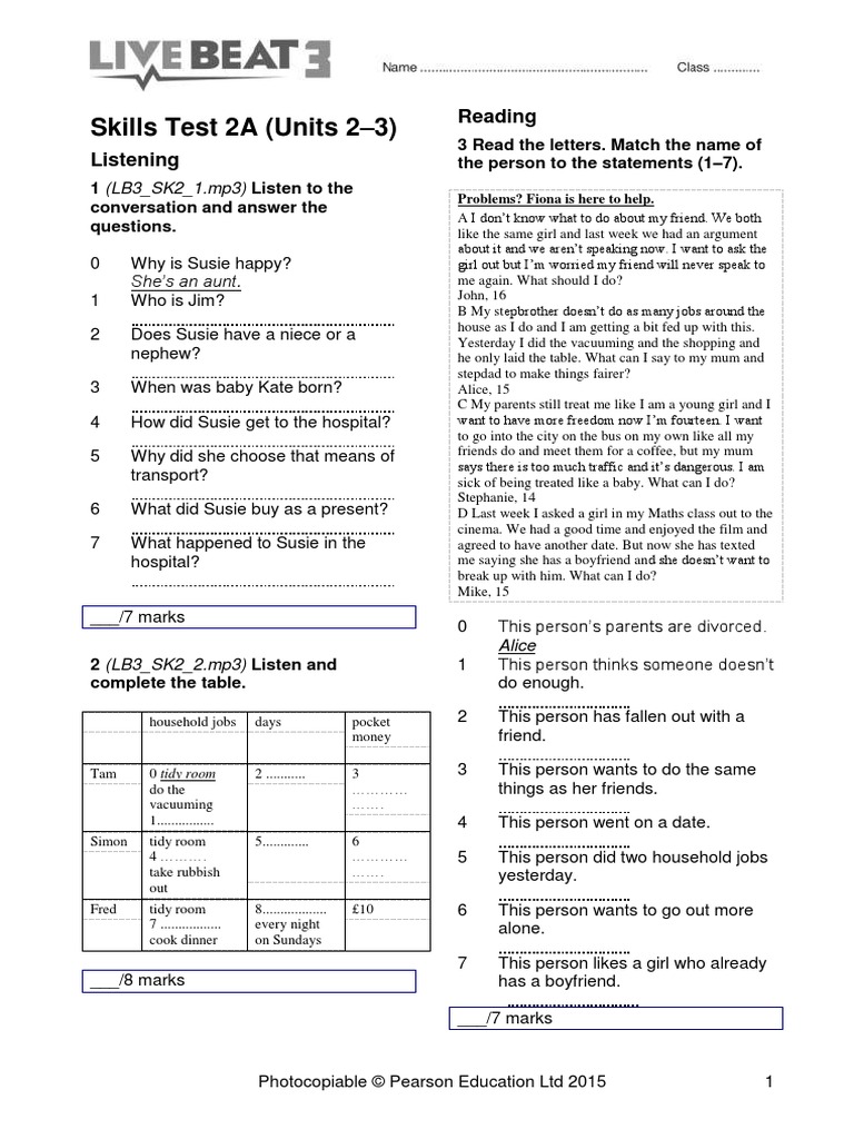 LB3 Skills Test 2A | PDF