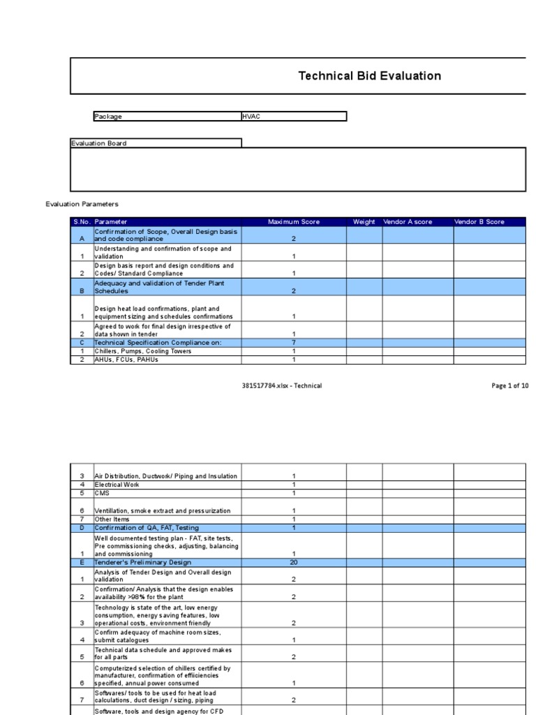 Technical Bid Evaluation Report | PDF | Duct (Flow) | Engineering