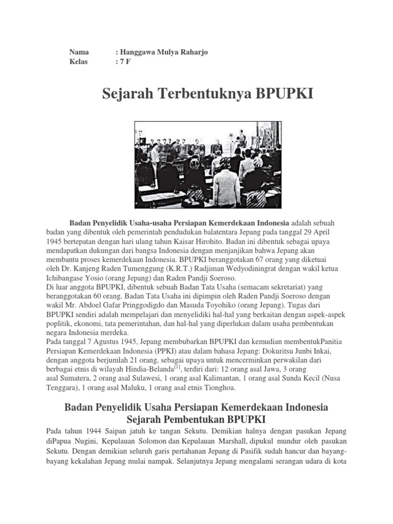 Sejarah Terbentuknya BPUPKI | PDF