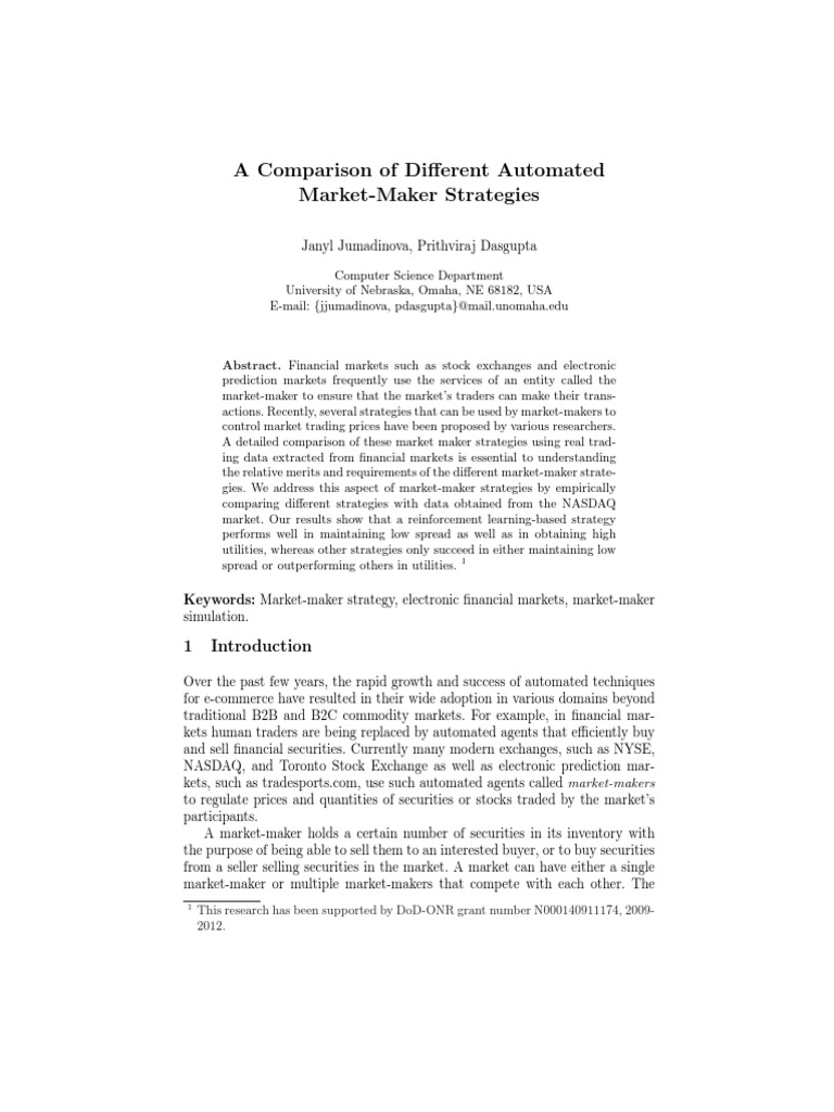 A Comparison of Different Automated Market-Maker Strategies | PDF ...
