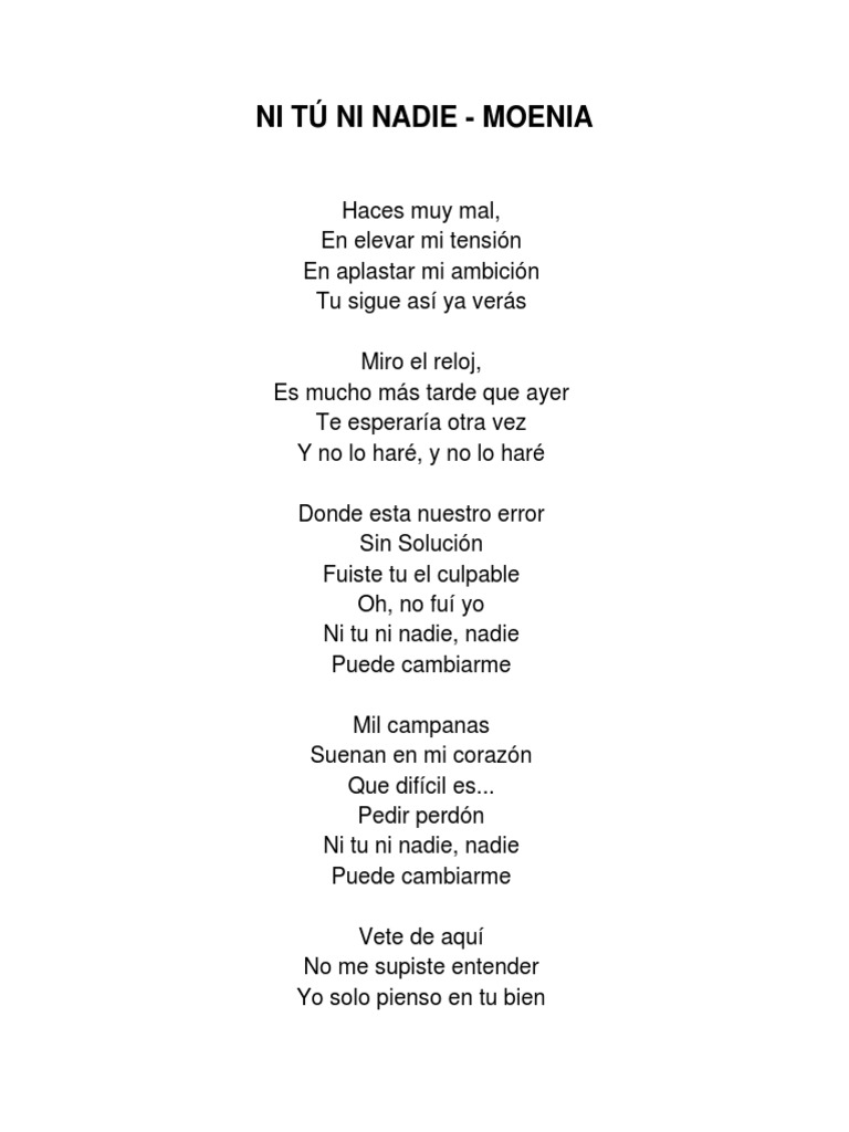 Ni Tú Ni Nadie | PDF