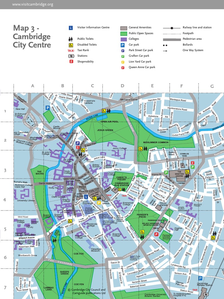 Map 3 - Cambridge City Centre: A B C D E F G | PDF | Cambridge | Land ...
