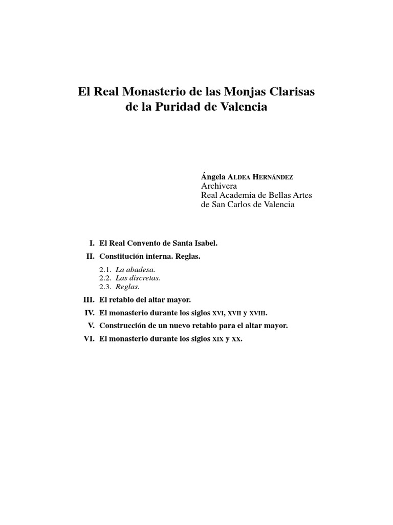 el Real Monasterio de Las Monjas Clarisas de La Puridad de Valencia ...