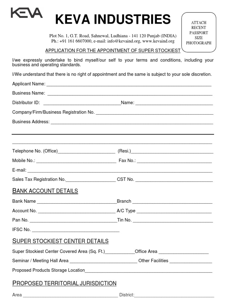 Super Stockist Form | PDF | Business | Government