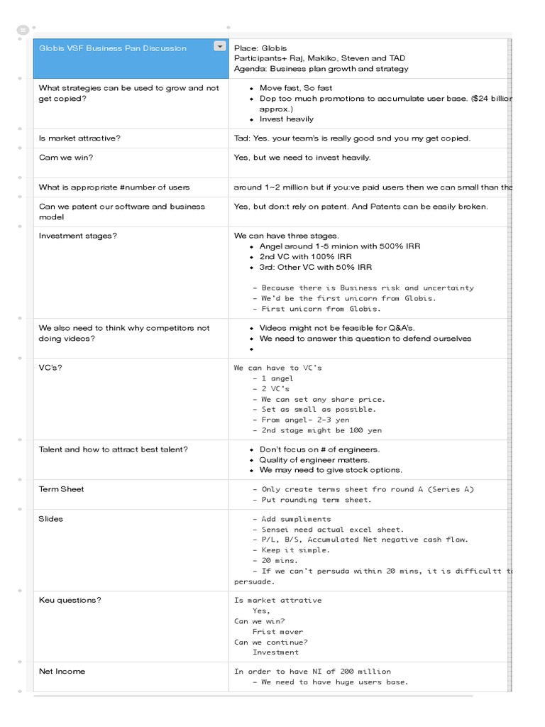 Business Plan Discussion | PDF | Internal Rate Of Return | Investing