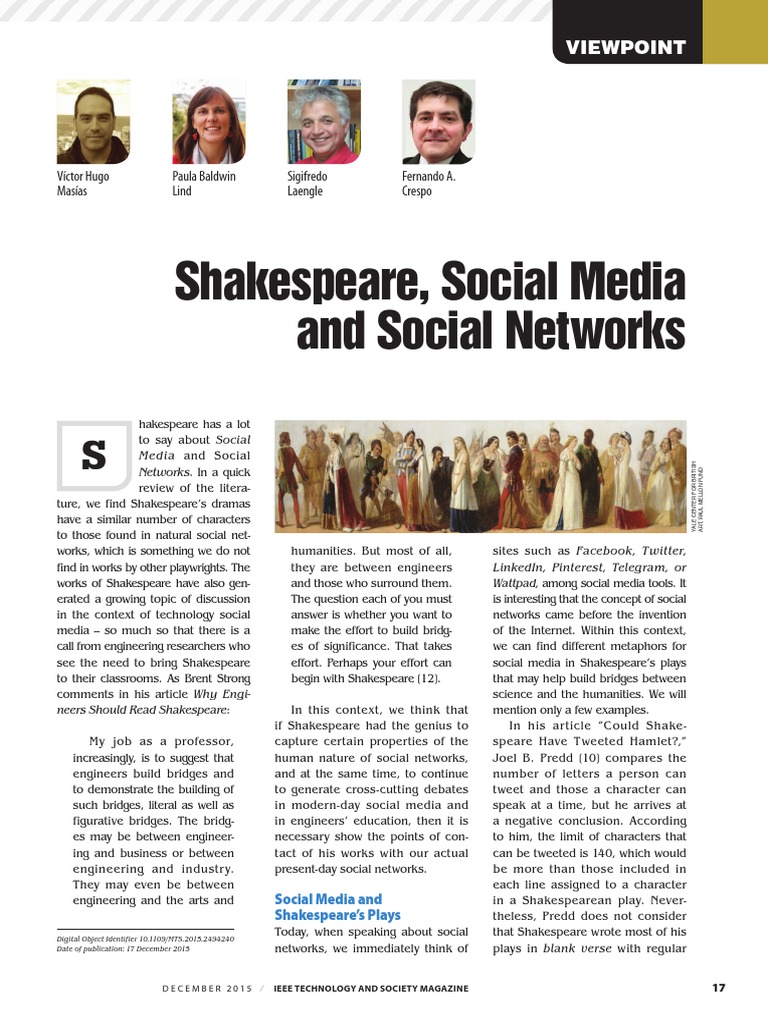 Shakespeare, Social Media and Social Networks: Viewpoint | PDF ...
