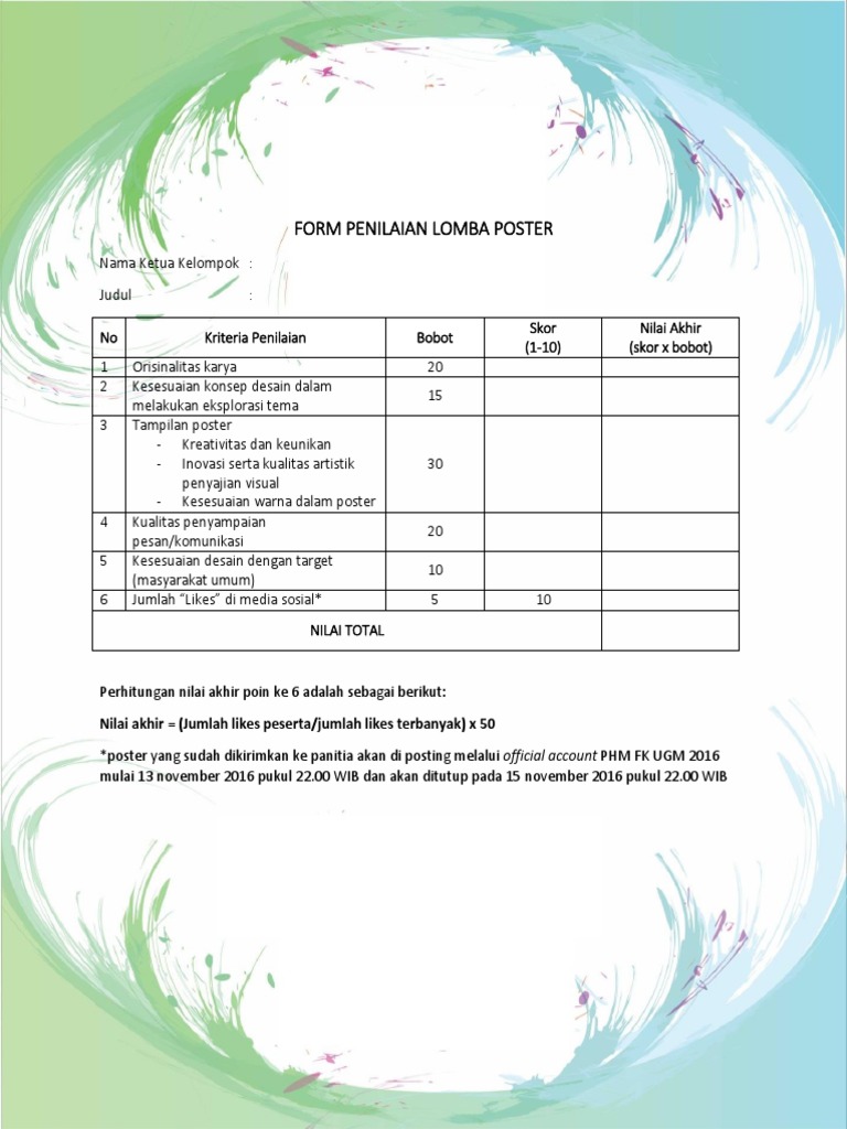 Kriteria Penilaian Lomba Poster | PDF