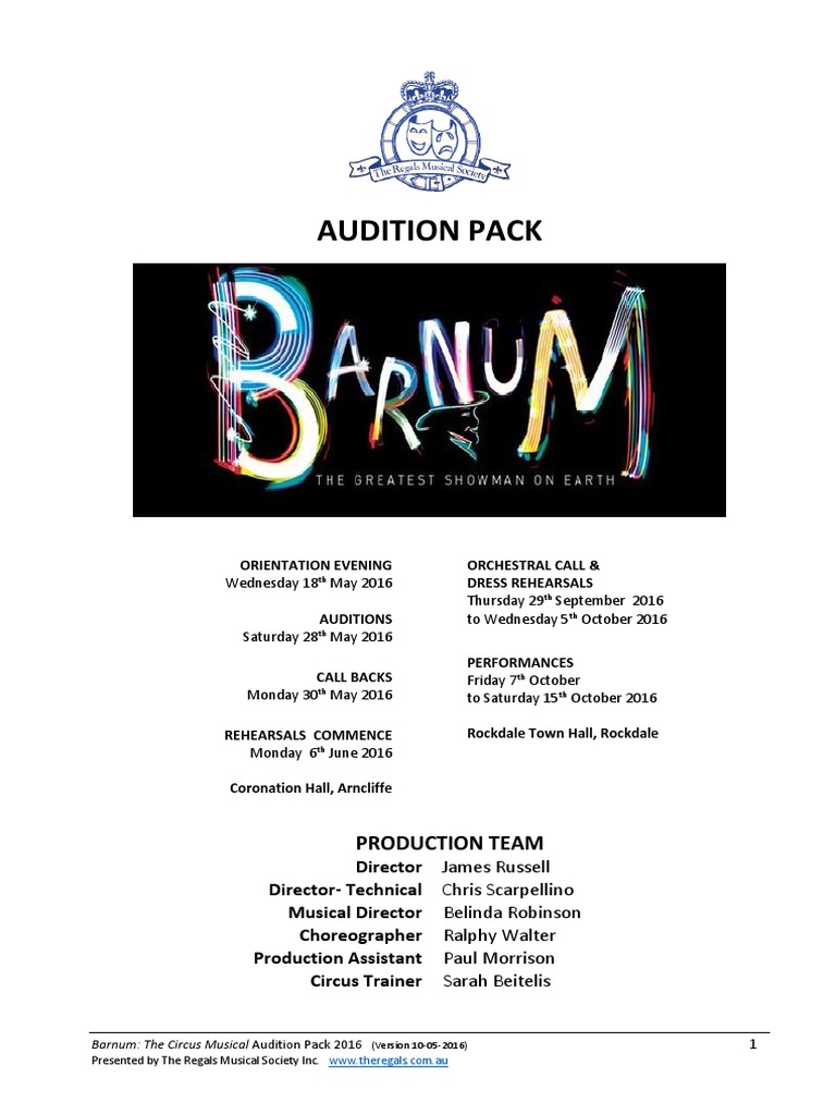 Barnum Pack | PDF | P. T. Barnum | Audition