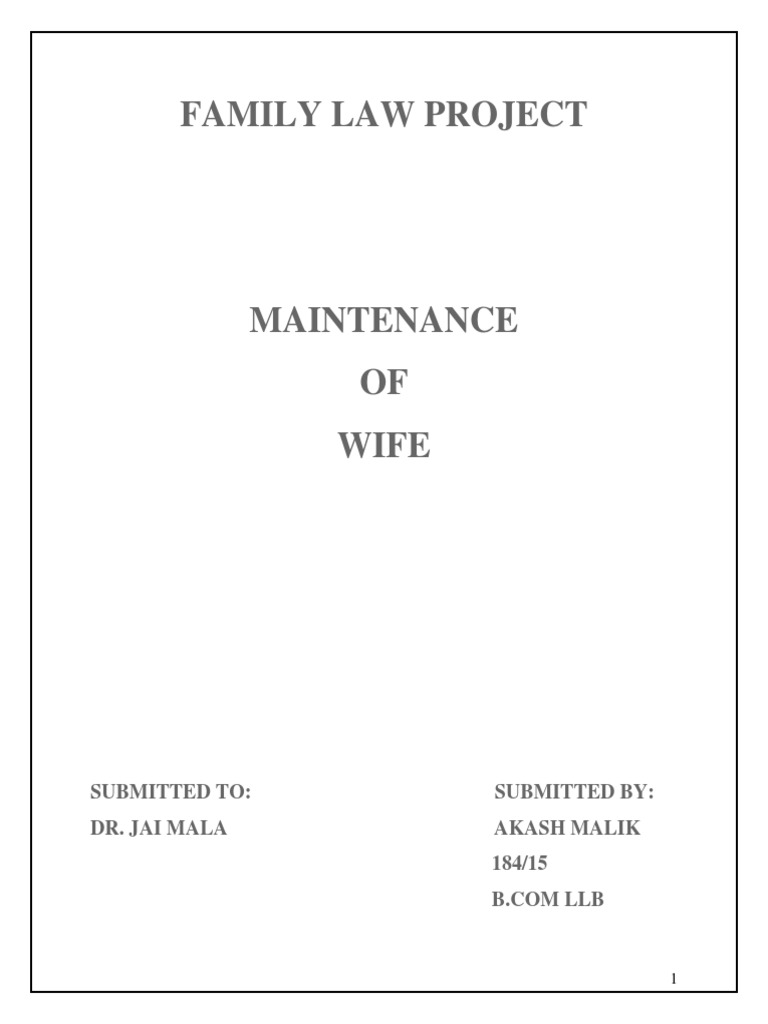 Family Law Project | PDF | Alimony | Wife