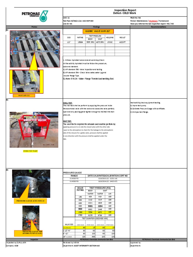 Inspection and Testing of Valves to Verify Integrity | PDF | Valve | Gases